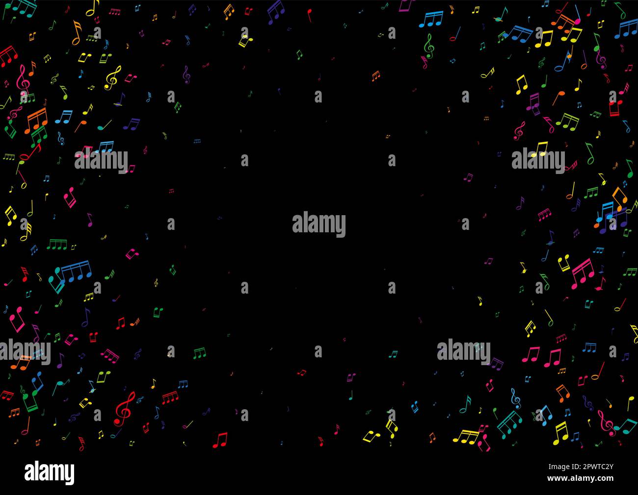 Abstract background with a border of colourful music notes Stock Vector ...