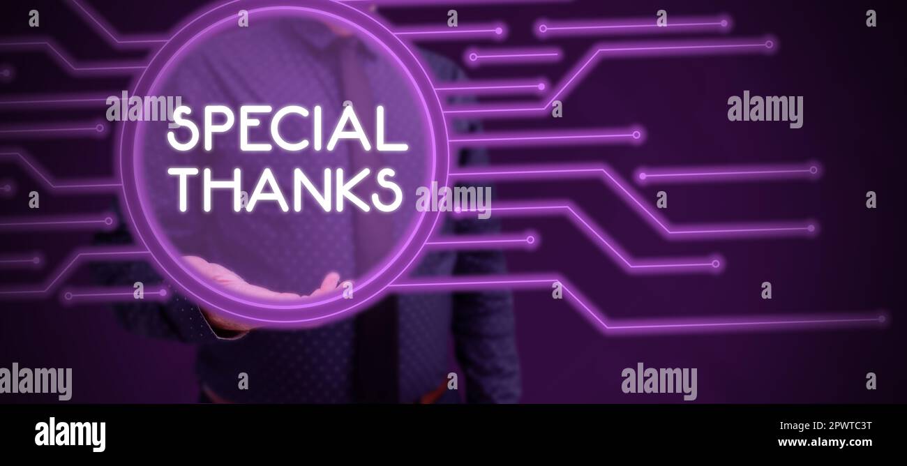Conceptual caption Special Thanks, Business overview expression of appreciation or gratitude or ...