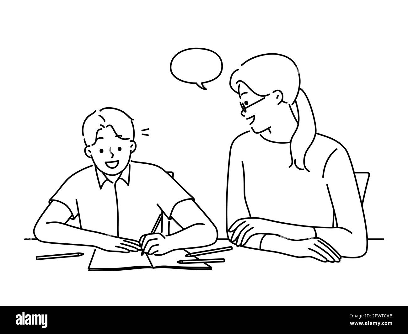 Drawing Of Child Doing Homework