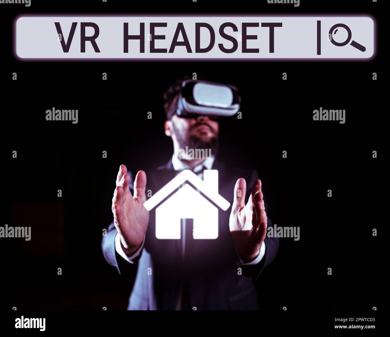 Handwriting text Vr Headset, Word Written on head-mounted device that ...