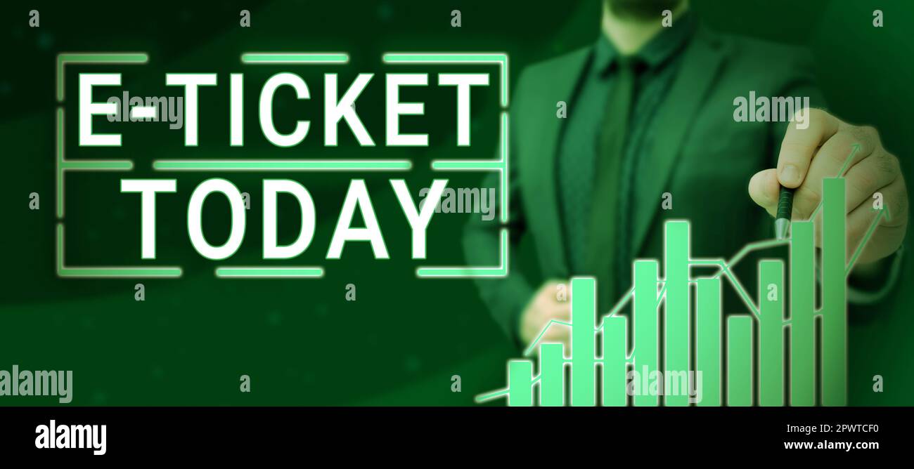 Hand writing sign E Ticket, Internet Concept Digital ticket that is as ...
