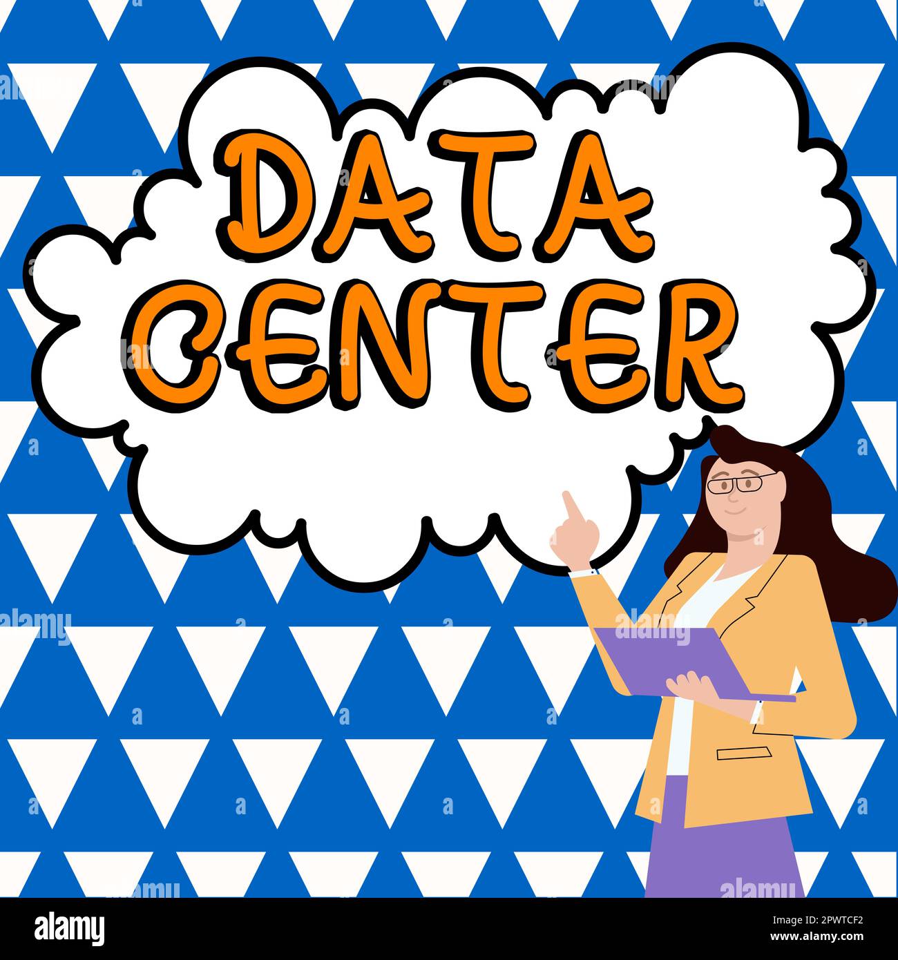 Hand writing sign Data Center, Word for a repository that houses ...