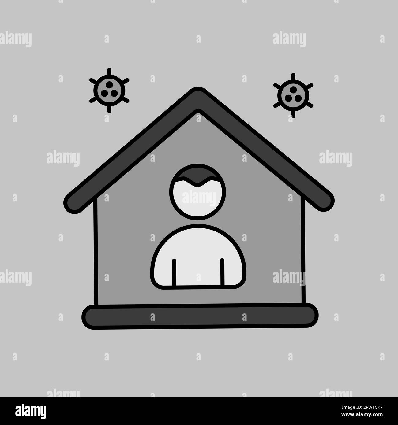 I stay at home vector grayscale icon awareness social media campaign ...
