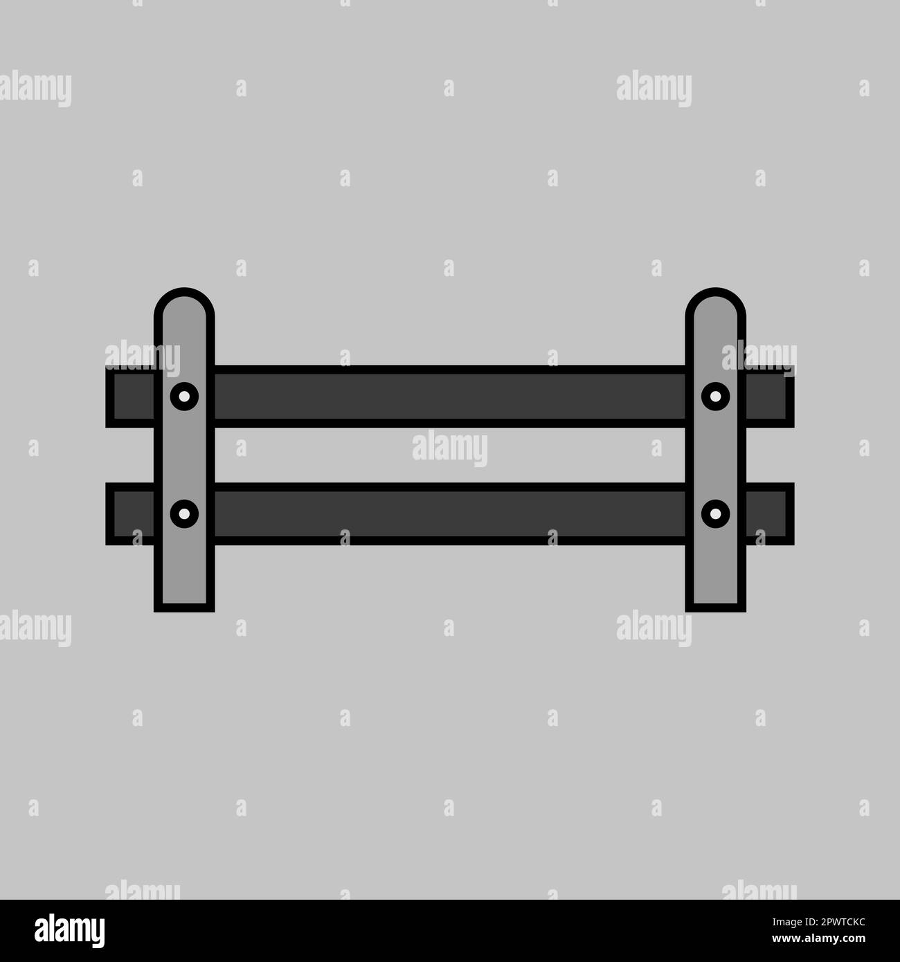 Wooden farm fence from crossed planking isolated grayscale icon. Farm ...