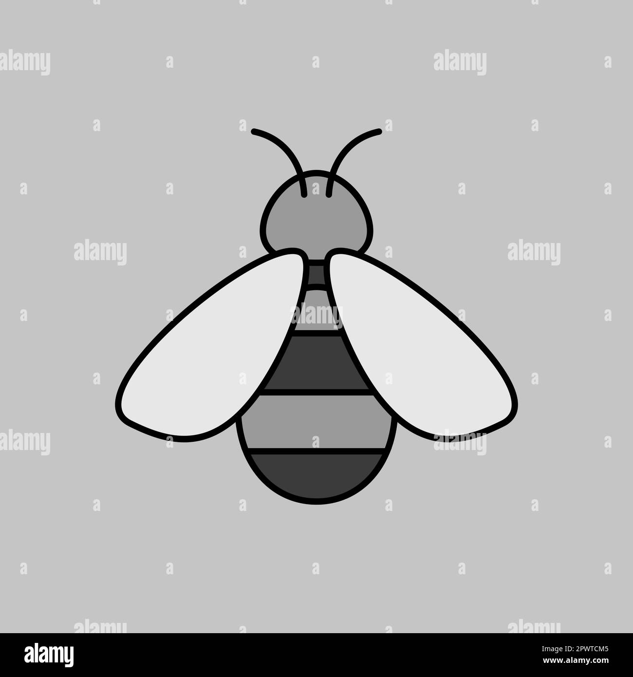 Honey bee isolated grayscale icon. Farm animal sign. Graph symbol for ...