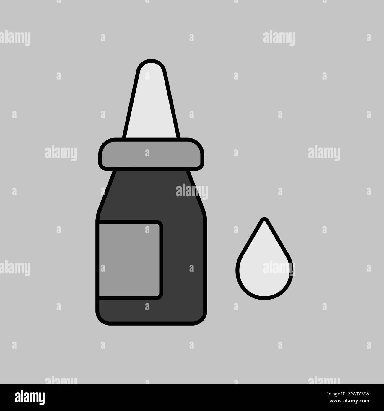 Eye drops vector grayscale icon. Nasal drops. Medicine and healthcare ...