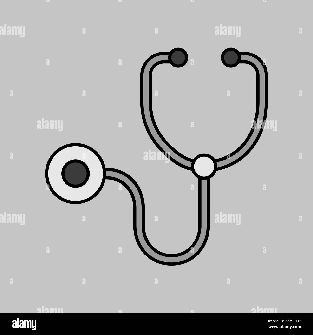 Medical stethoscope vector grayscale icon. Medicine and healthcare ...