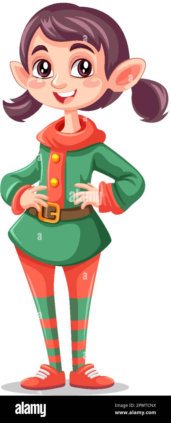 Elf girl cartoon Christmas character illustration Stock Vector Image & Art - Alamy