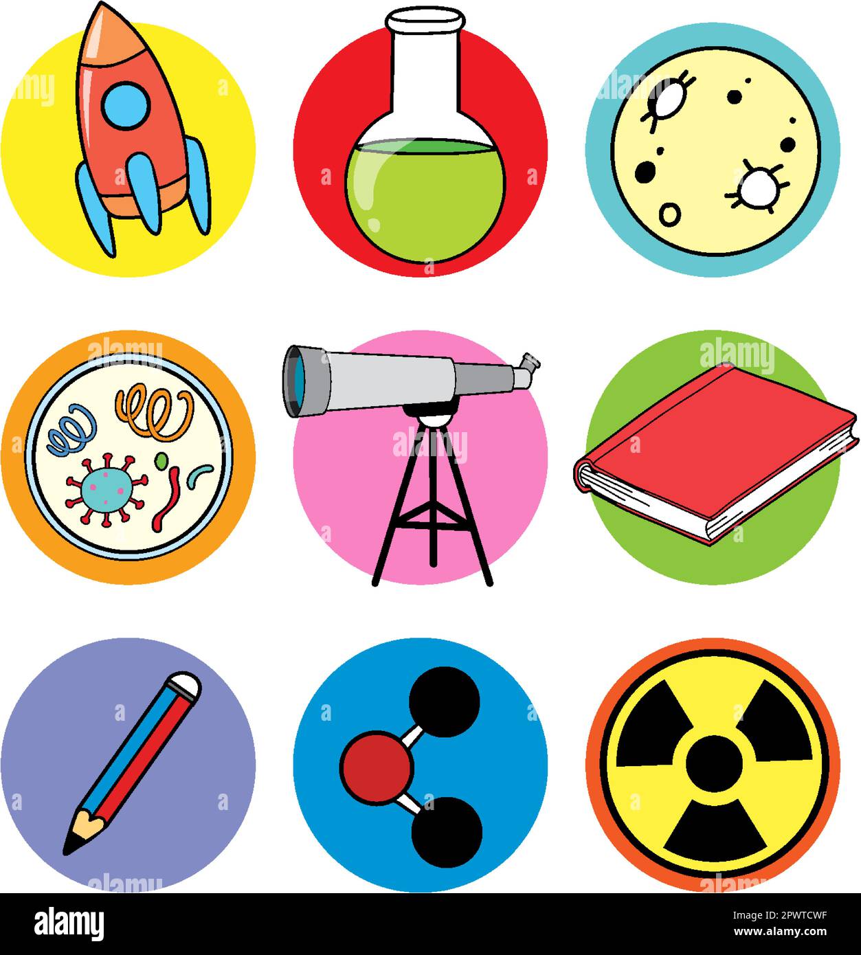 Colorful Science Icons Vector Set illustration Stock Vector Image & Art ...