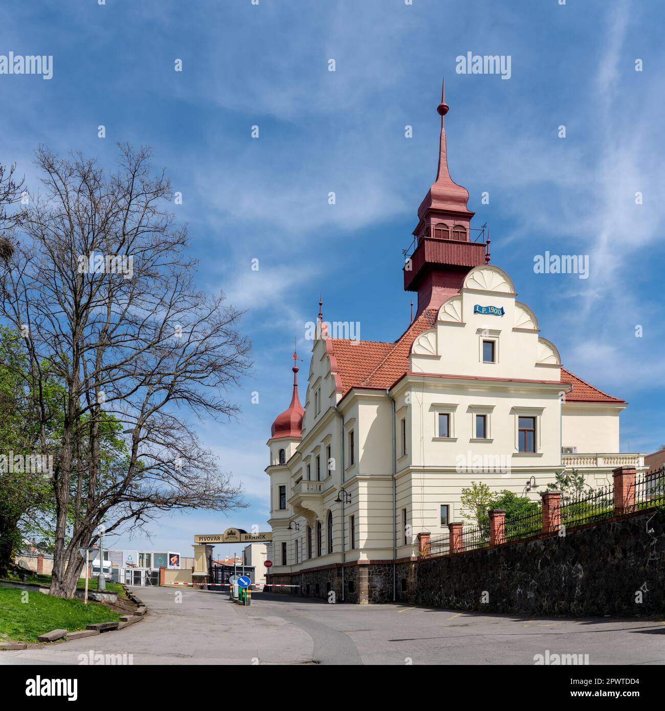 Part of the complex of Braník brewery in Prague, a historic building ...