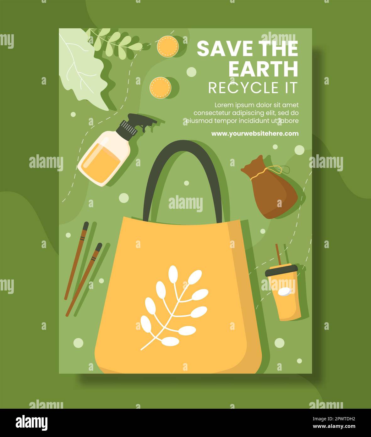 Zero Waste Poster Flat Environment Cartoon Hand Drawn Templates ...