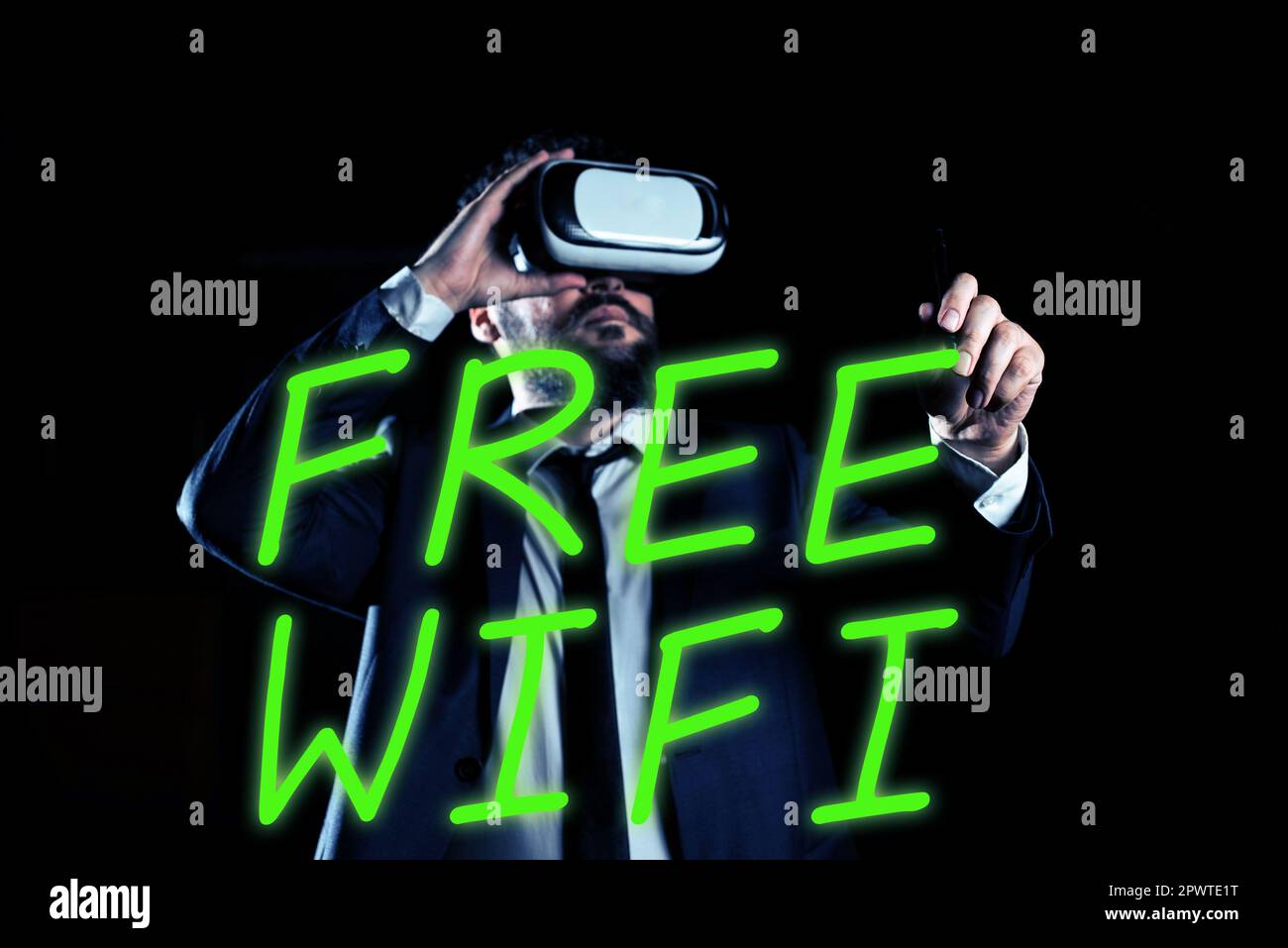 Conceptual caption Free Wifi, Business overview let you connect to the ...