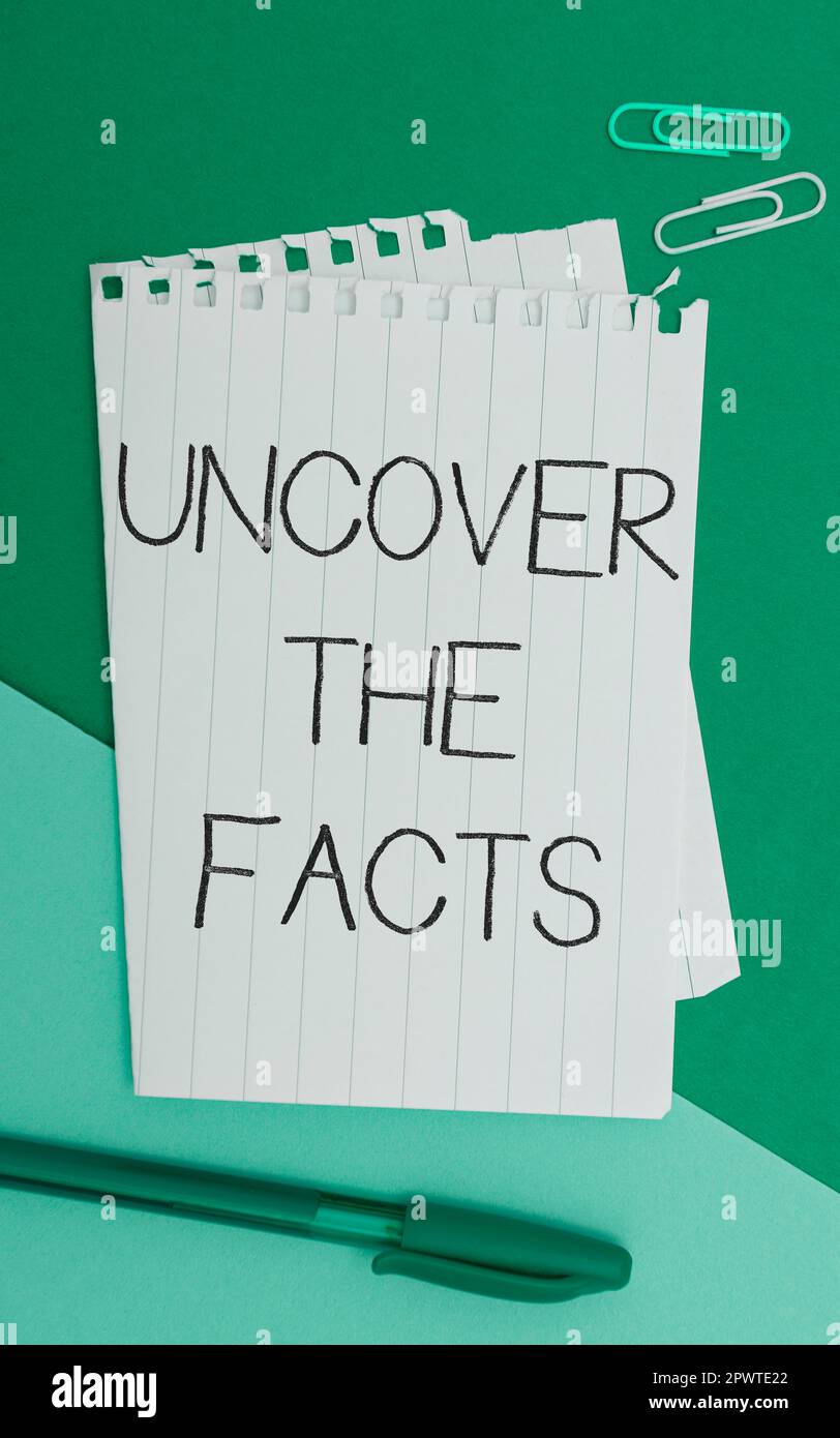 Conceptual caption Uncover The Facts, Business concept Find the truth ...