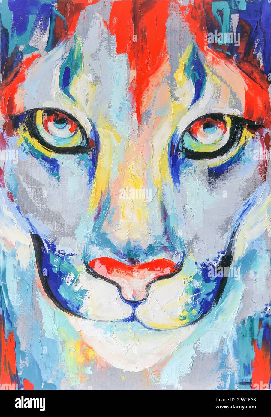 The muzzle of a puma painted in oil on canvas Stock Photo - Alamy