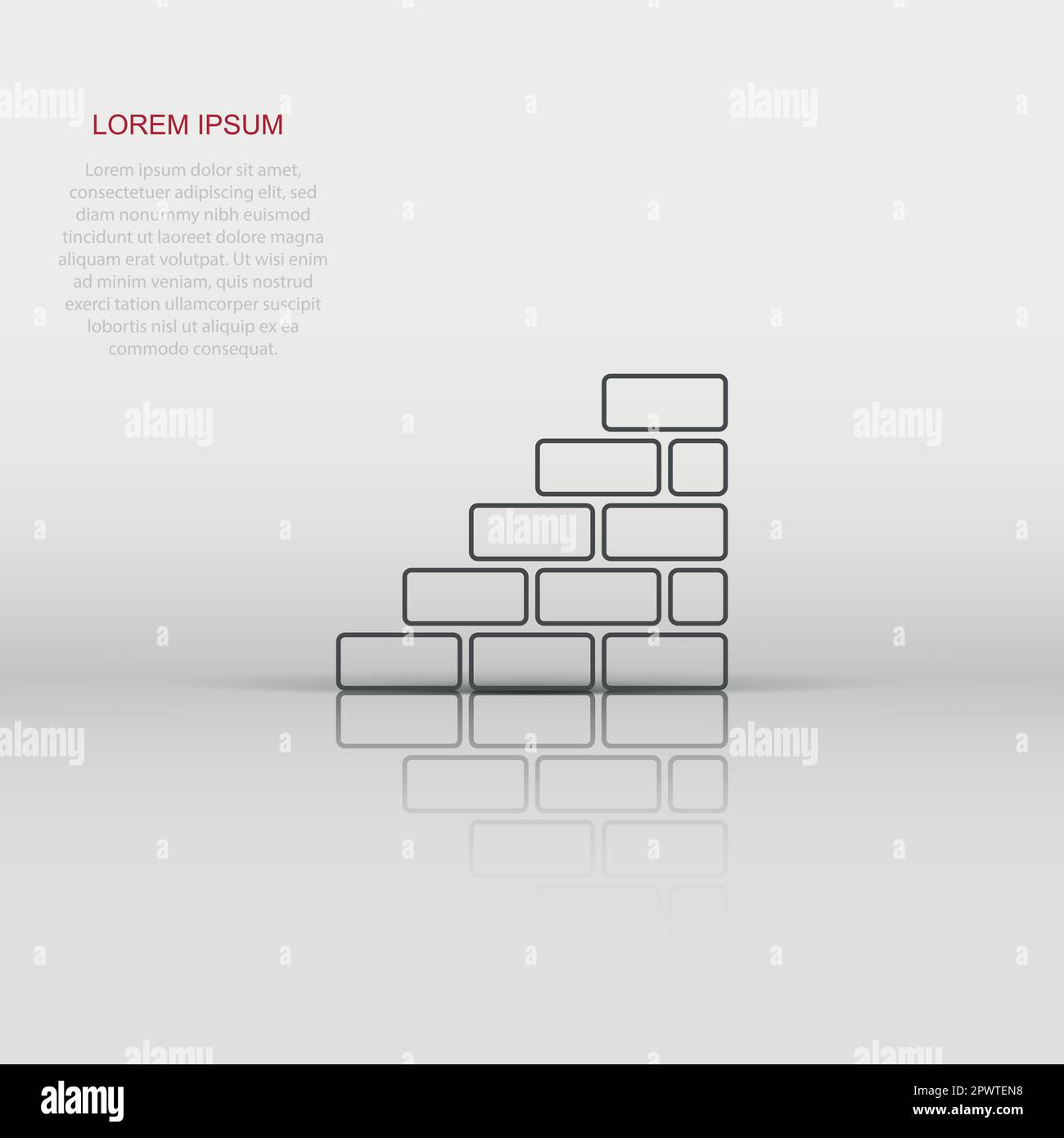 Vector wall brick icon in flat style. Wall sign illustration pictogram ...