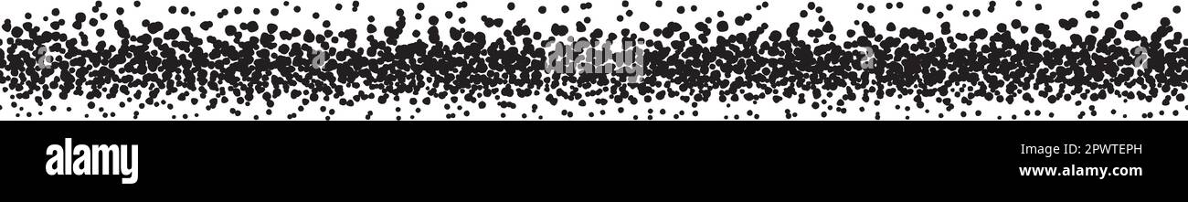 A border to use as a divider, made with messy and irregular black dots ...