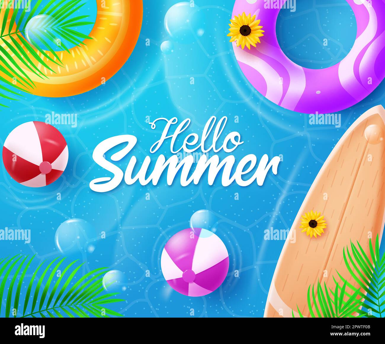 Sunny day by the pool in summer Stock Vector Images - Alamy