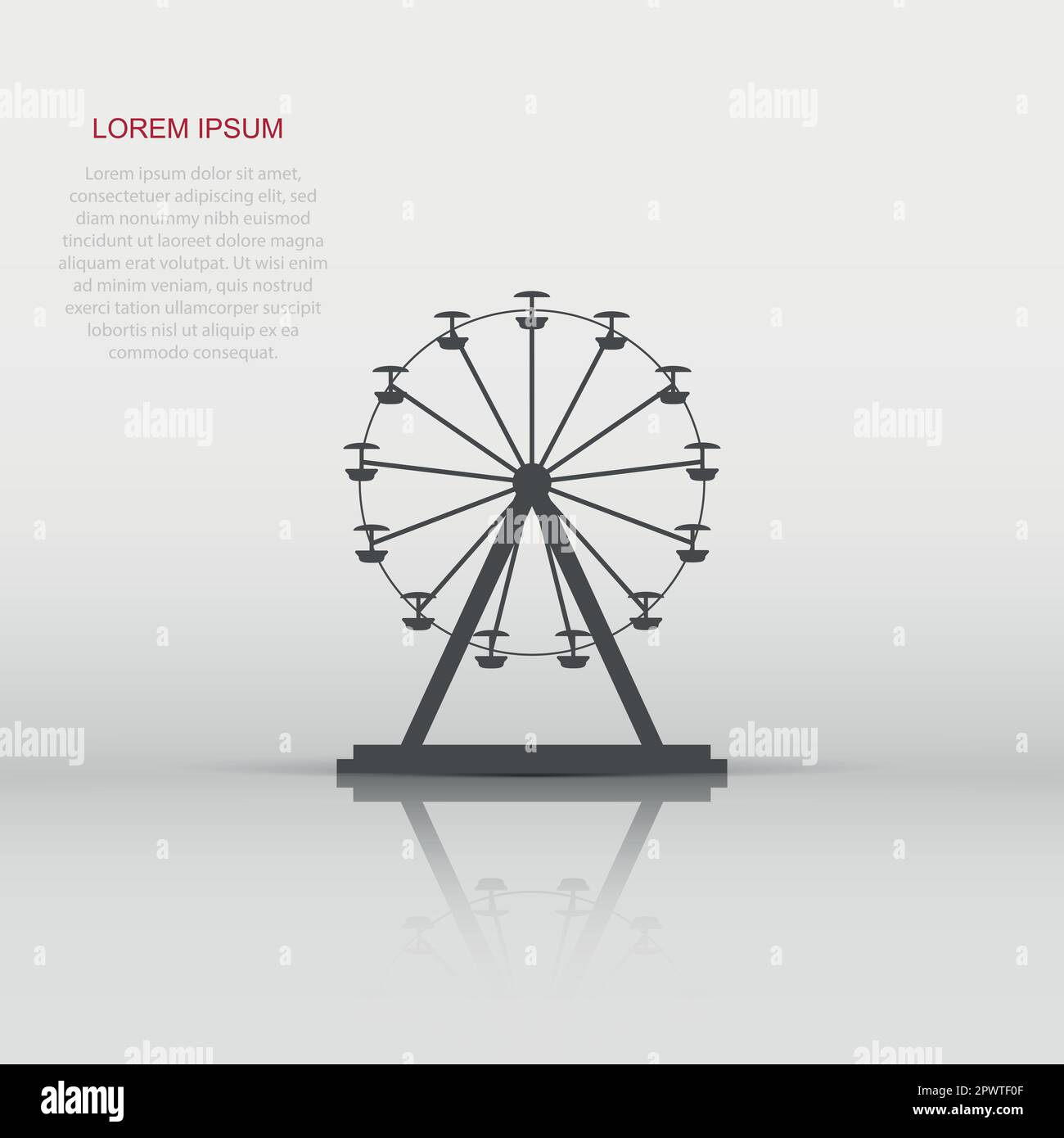Vector ferris wheel icon in flat style. Carousel in park sign ...
