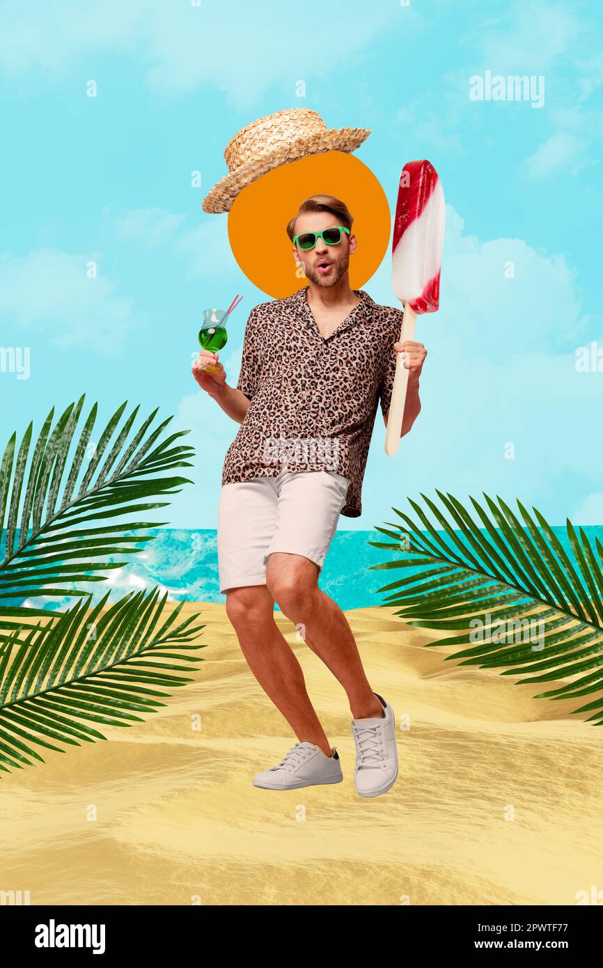 Exclusive magazine picture sketch collage image of funky drunk guy ...