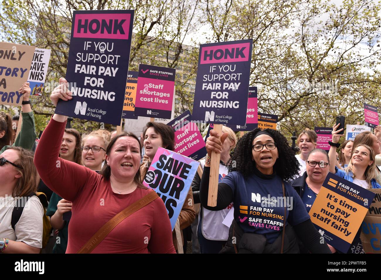 London, England, UK. 1st May, 2023. Striking Nurses from the Royal ...