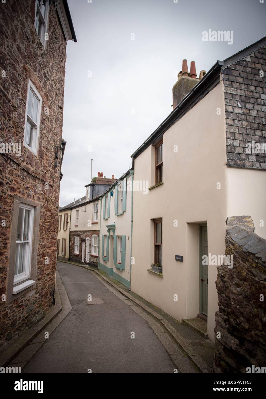 Street view in the twin villages of Kingsand and Cawsand in South east ...