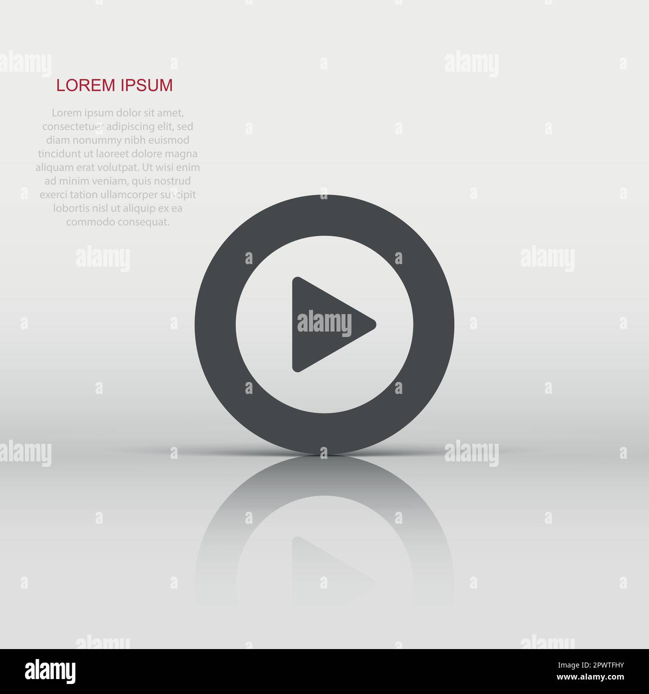 Vector play button icon in flat style. Play video sign illustration ...