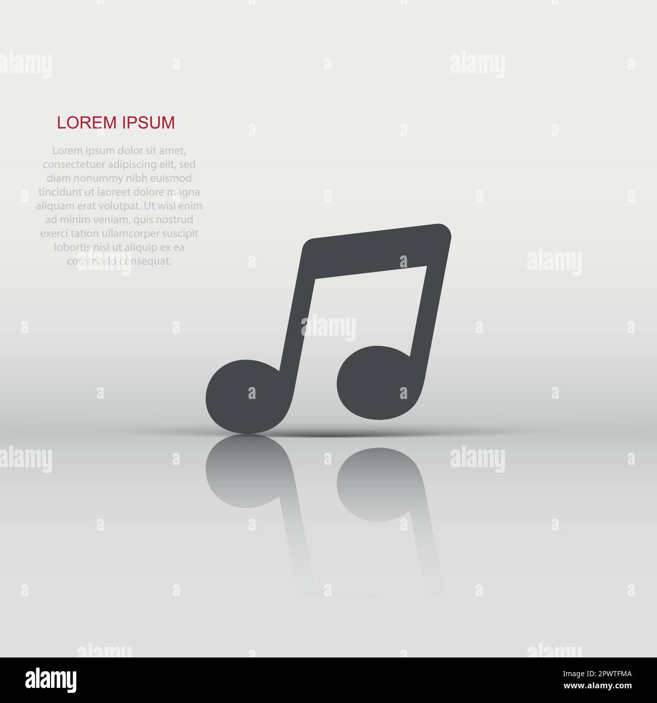 Vector music icon in flat style. Sound note sign illustration pictogram ...