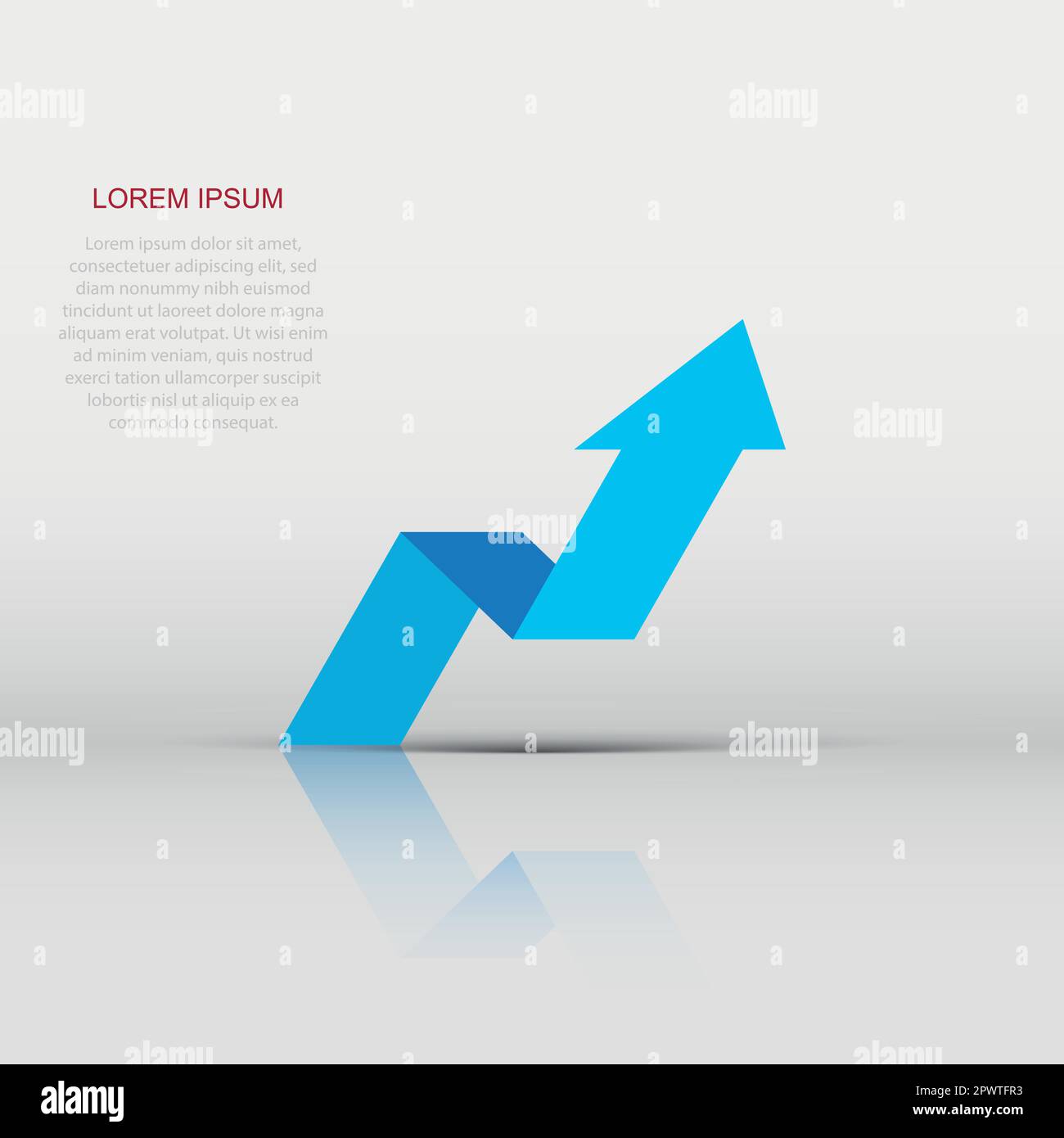 Vector arrow growing graph icon in flat style. Progress arrow grow sign ...