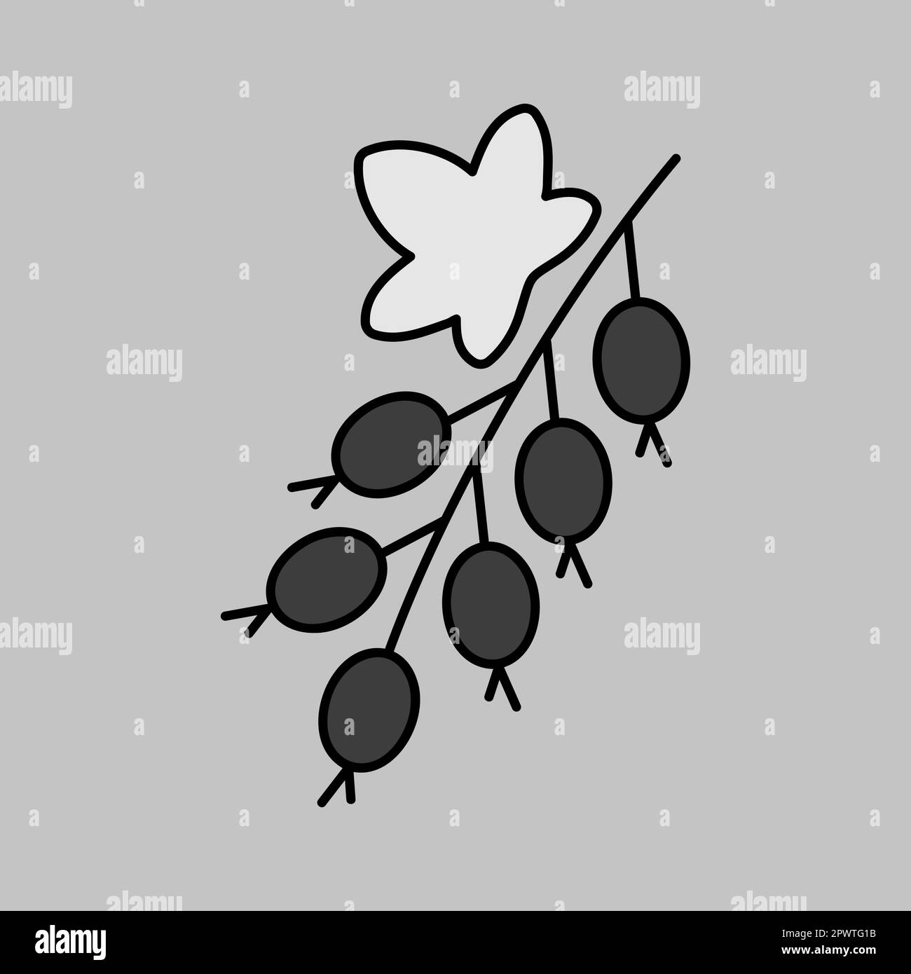 Currant berry vector grayscale icon. Graph symbol for food and drinks ...