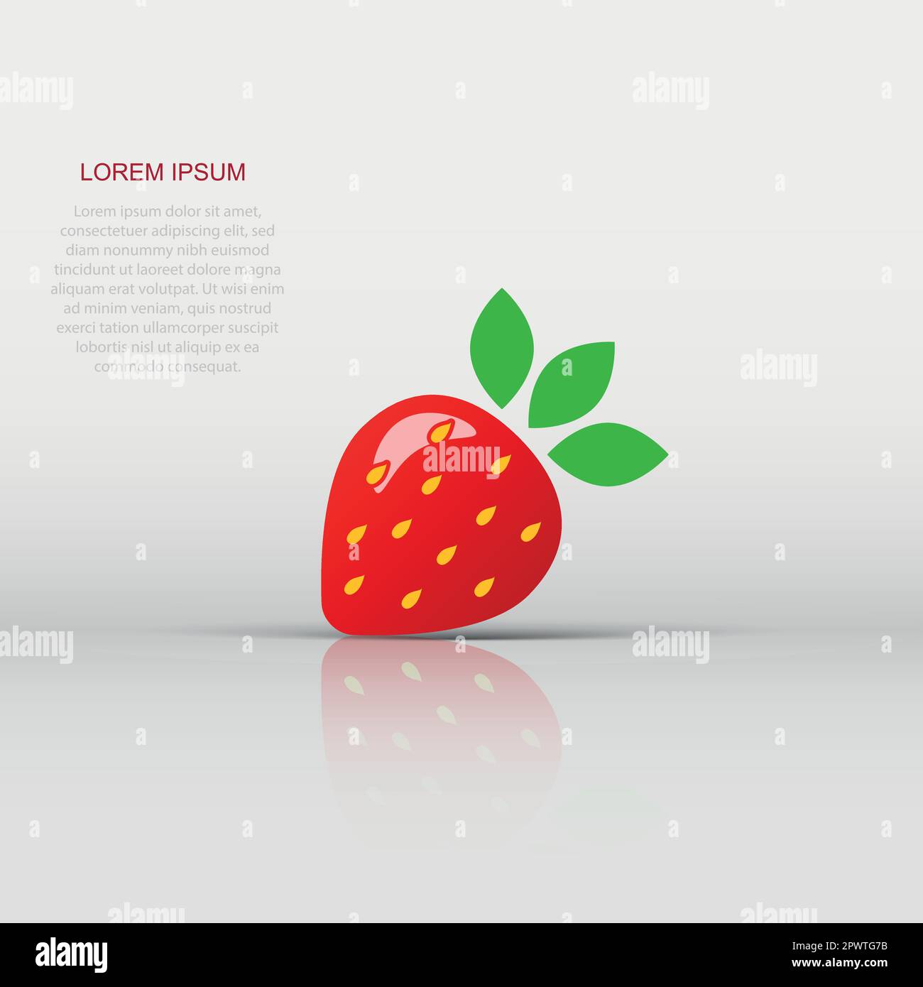 Vector strawberry fruit icon in flat style. Ripe berry sign ...