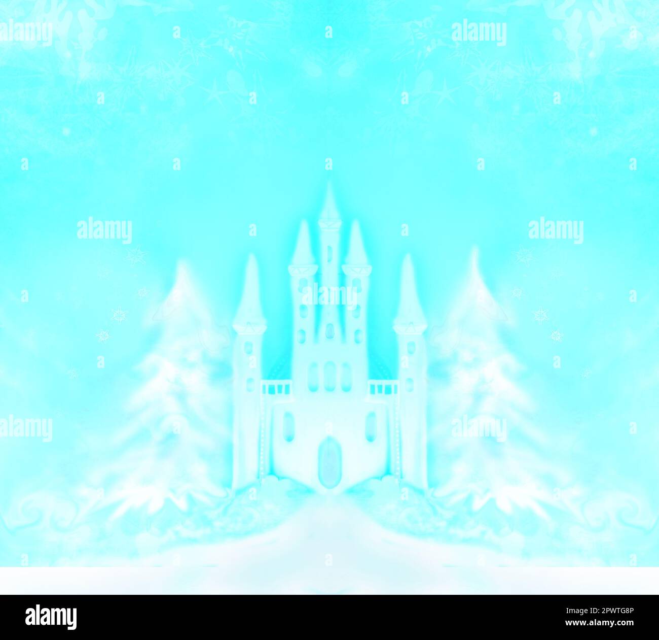 abstract fairytale castle in the clouds in winter wonderland - abstract ...
