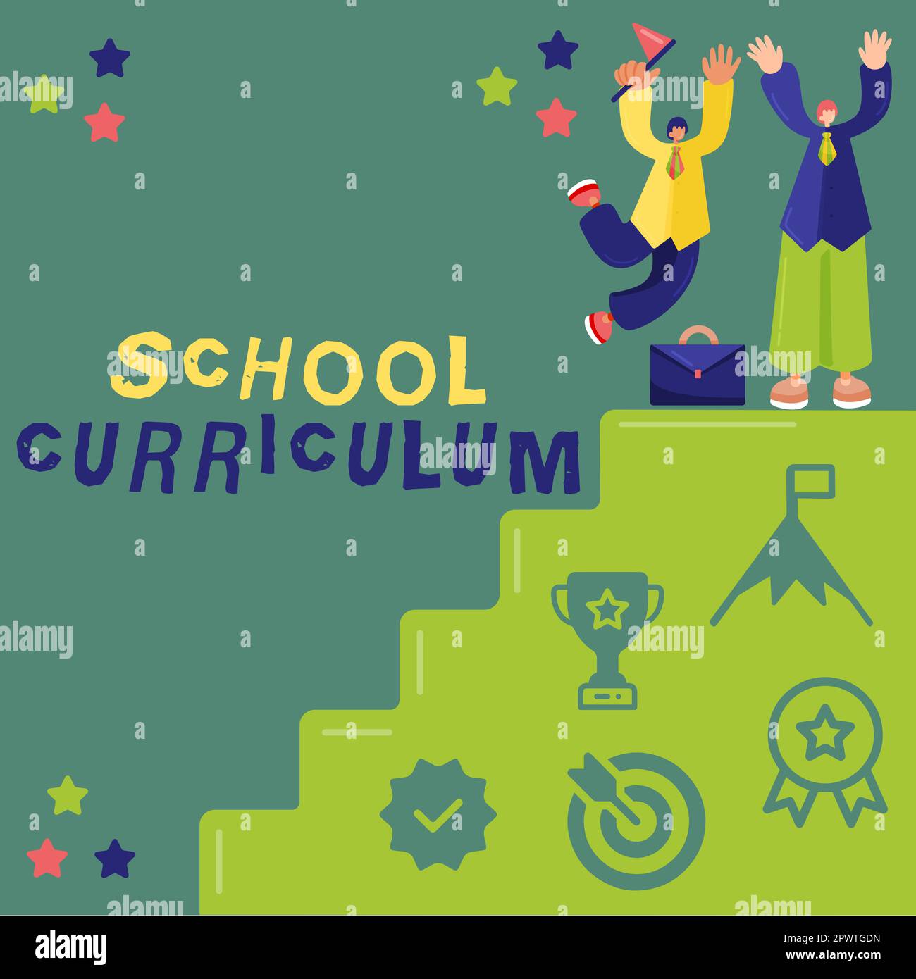Text caption presenting School Curriculum, Word Written on designed to ...