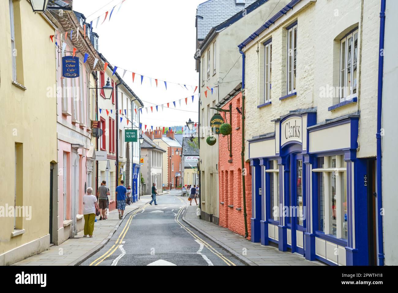 High Street, Brecon, Brecon Beacons National Park, Powys, Wales, United ...