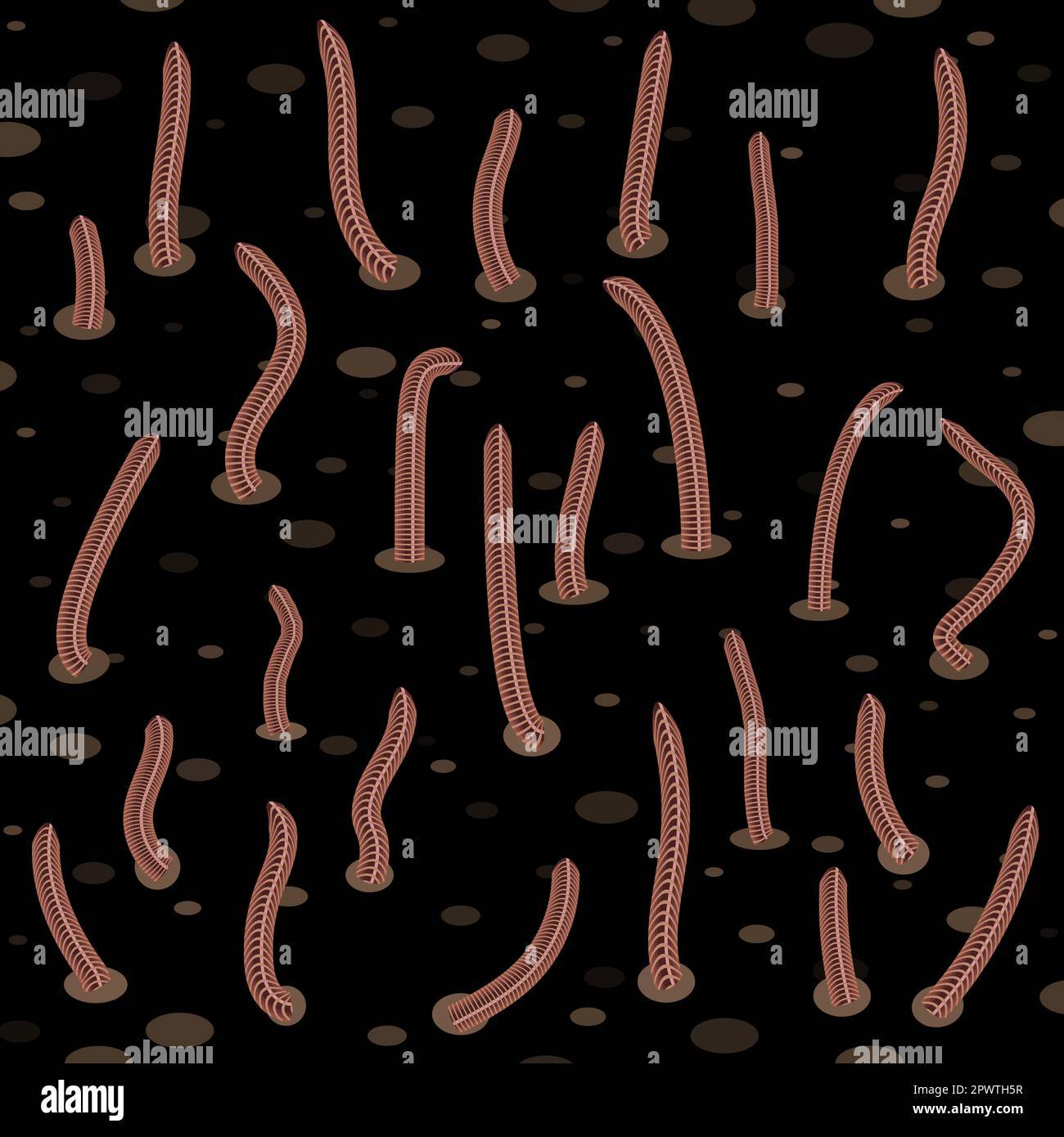 Vector Animal Earth Red Worms for Fishing Isolated on Black Background ...