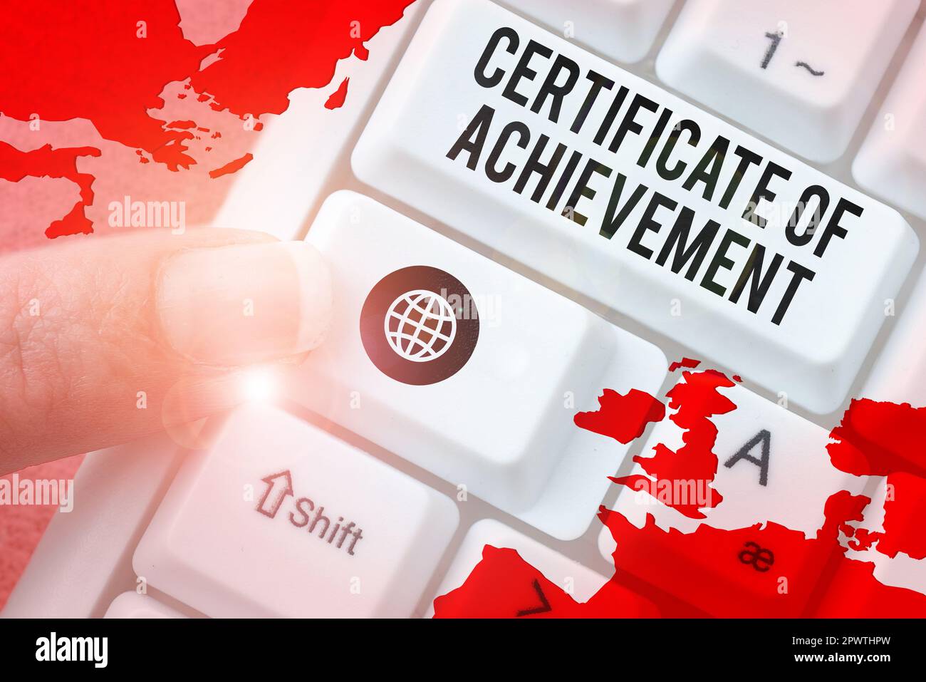 Hand writing sign Certificate Of Achievement, Business approach certify ...