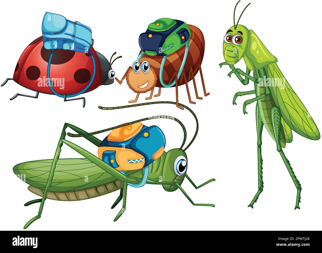 Set of insect cartoon character illustration Stock Vector Image & Art ...