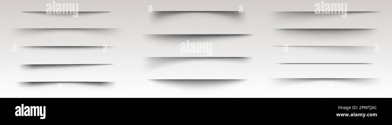 Shadow box paper line vector. 3d page frame divider set. Isolated ...