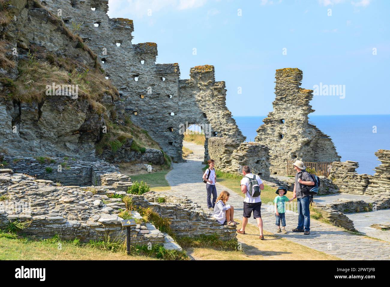 Ruins of Tintagel Castle, (legendary birthplace of King Arthur ...