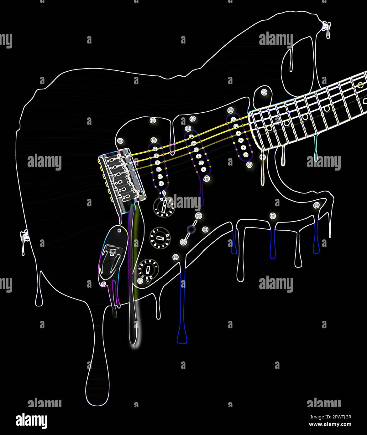 A traditional rock guitar melting down Stock Photo - Alamy