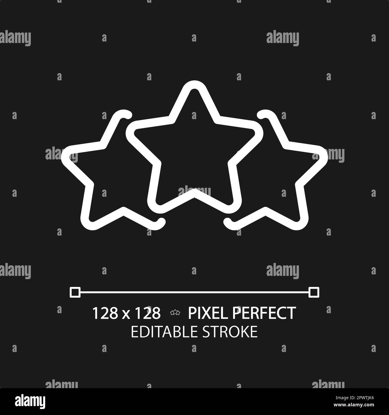 Three stars pixel perfect white linear icon for dark theme Stock Vector ...