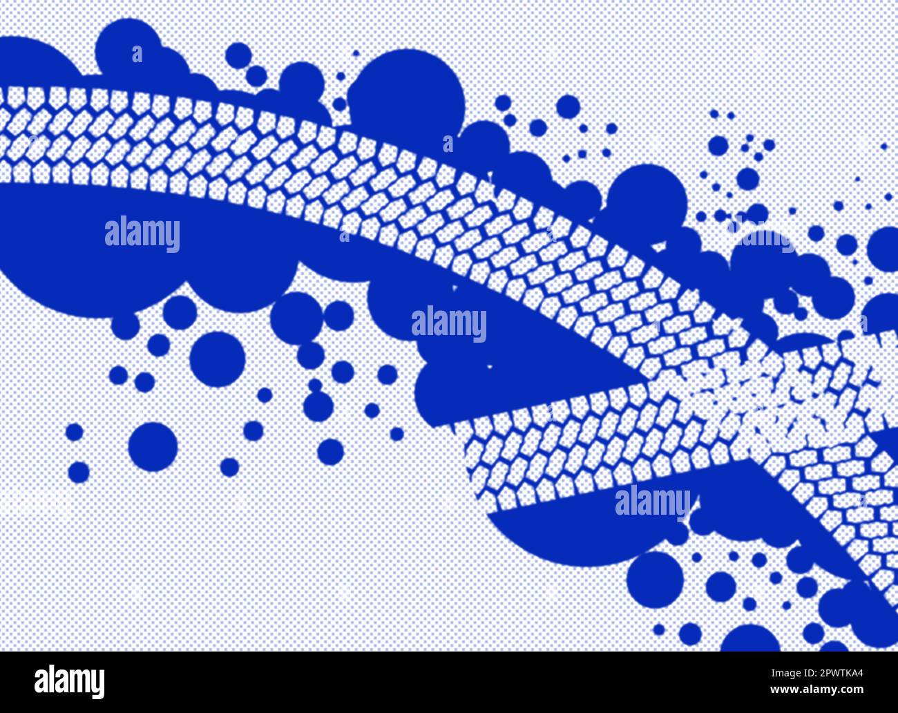 Two tyre tread patterns through a black splatter isolated on a blue ...