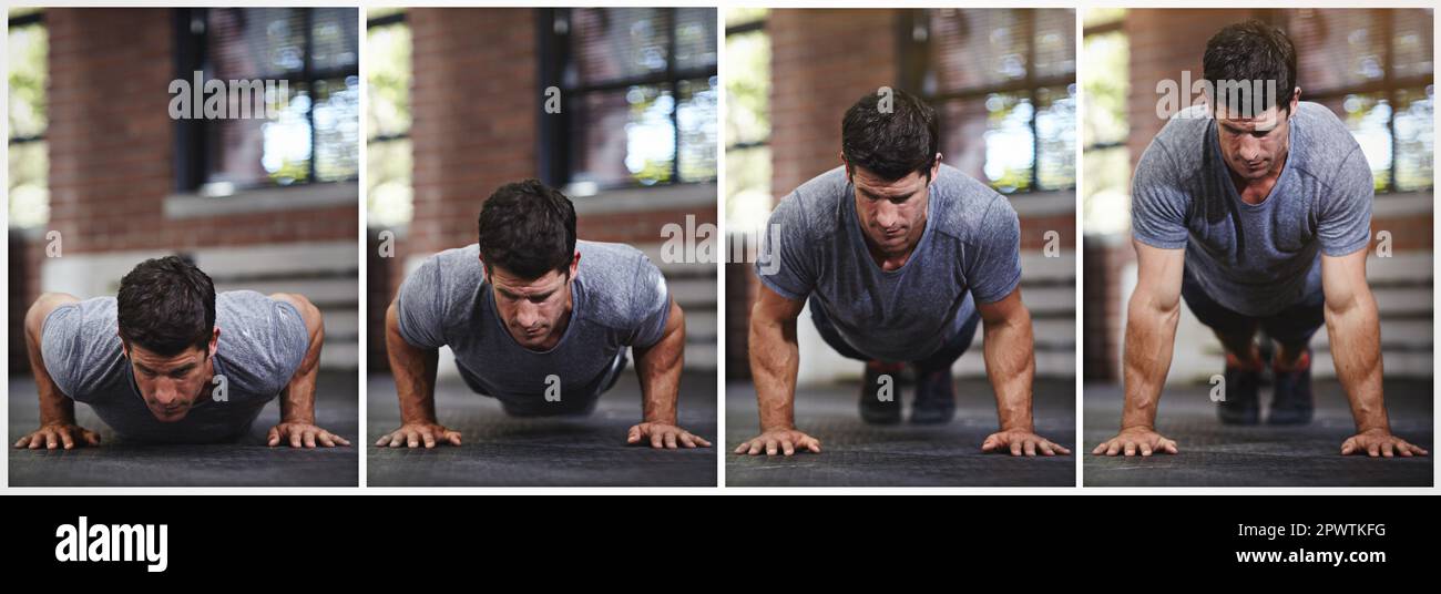 Push yourself just a little more...Composite series of a young man ...