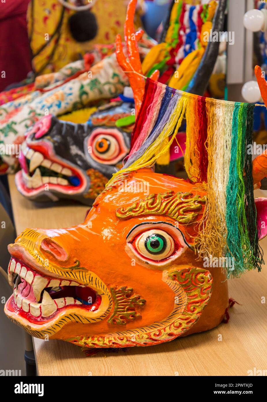 Masks of Tashi Lhunpo Monks at Lighthouse, Poole, Dorset, UK in April ...