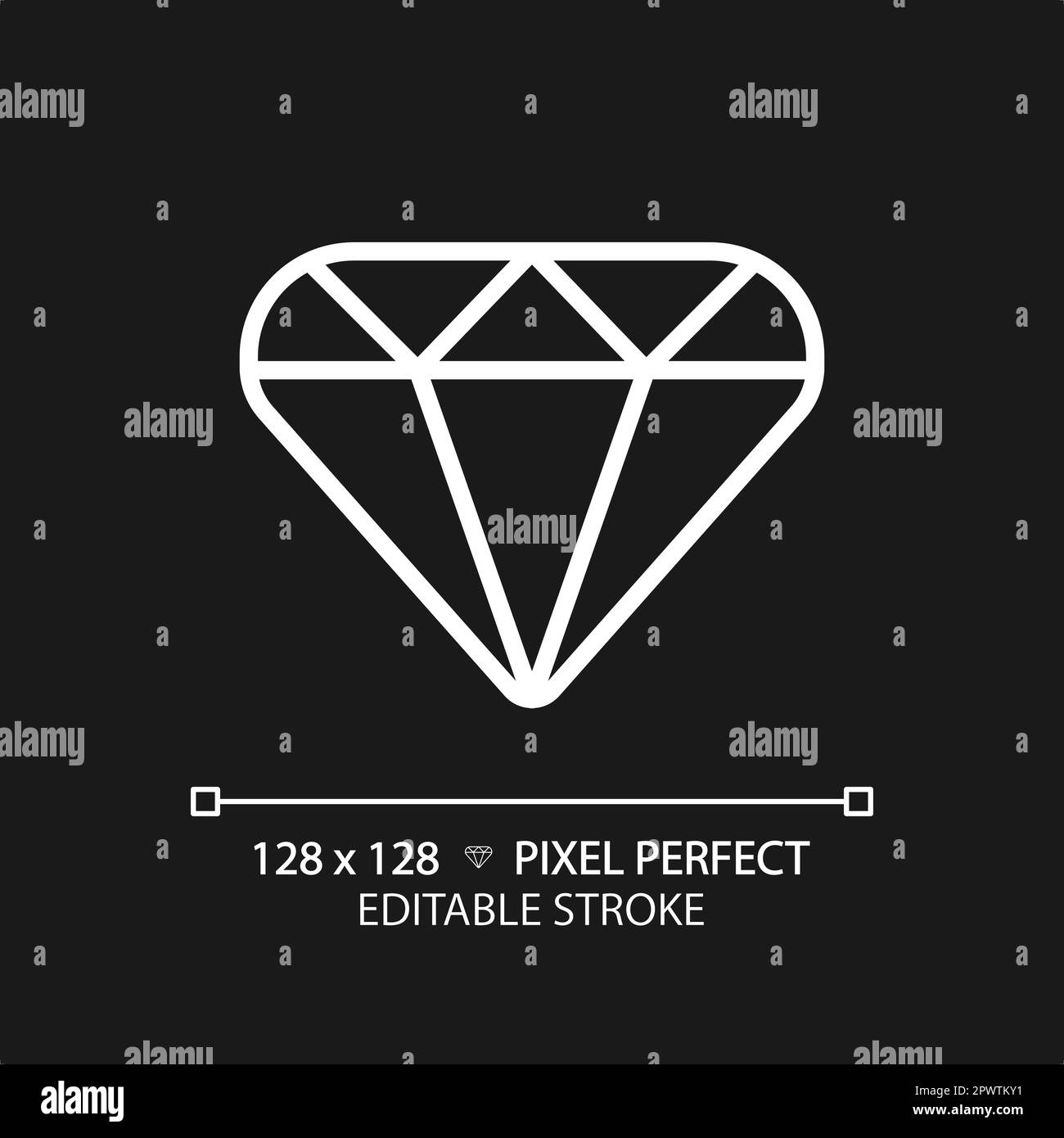 Diamond pixel perfect white linear icon for dark theme Stock Vector ... Diamond pixel perfect white linear icon for dark theme Stock Vector ...