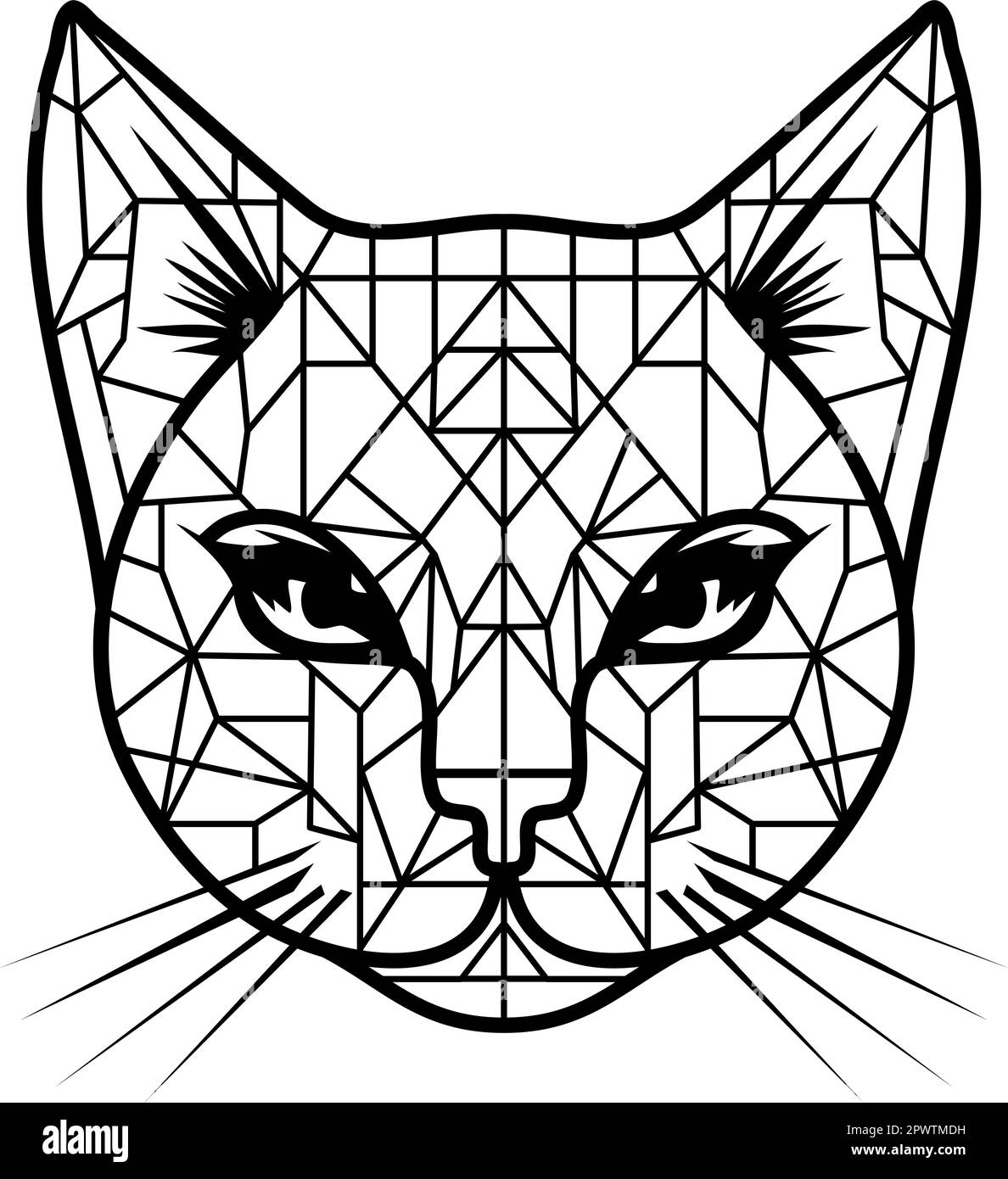Polygonal cat face in art style. Triangle animal symbol illustration ...