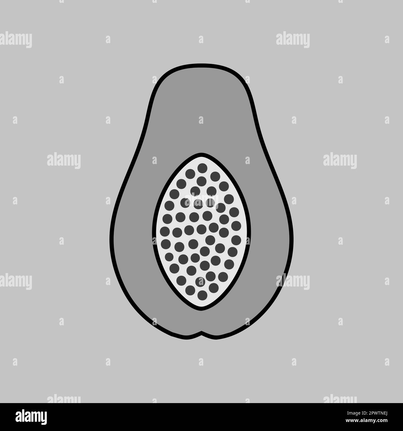Papaya tropical fruit vector grayscale icon. Graph symbol for food and ...