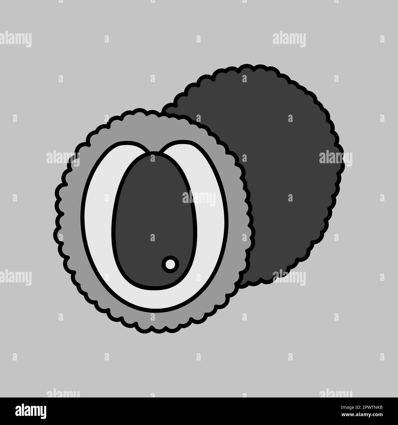 Lychee tropical fruit vector grayscale icon. Graph symbol for food and ...