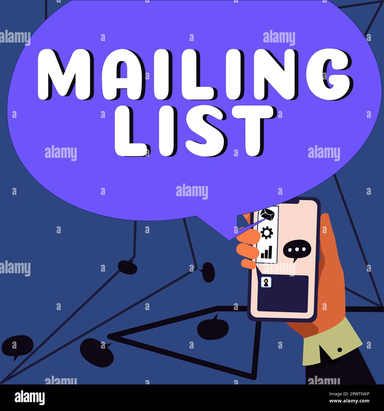 Conceptual caption Mailing List, Business showcase list of people who ...