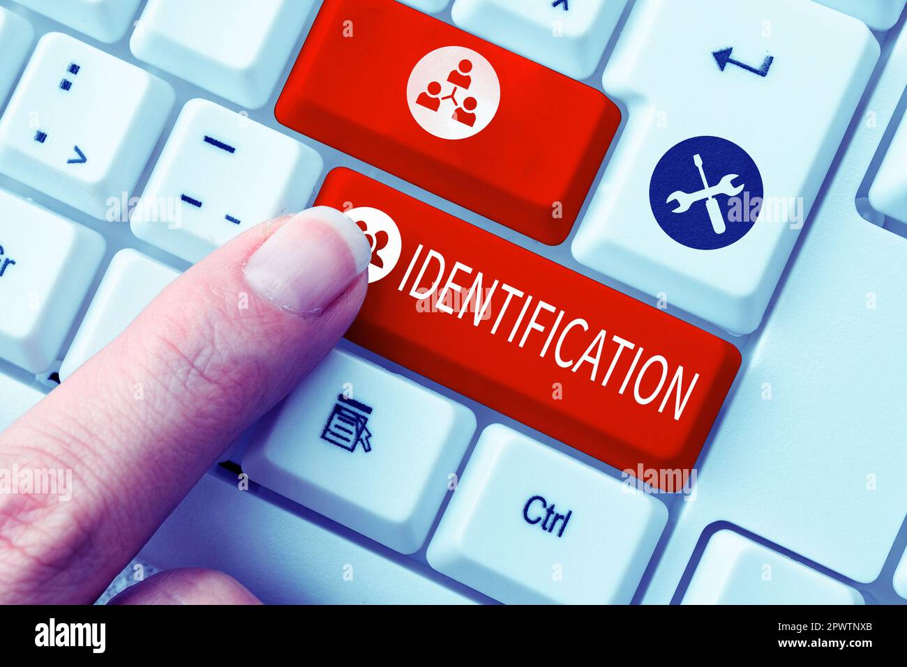 Sign displaying Identification, Business approach an action or ...