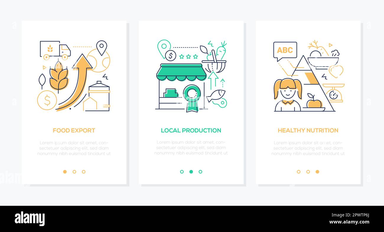 Food export and local market - line design style banners set Stock ...